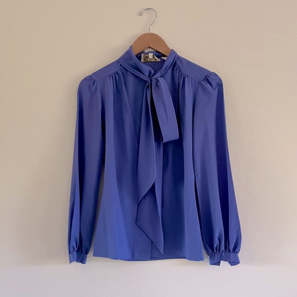 Amanda | Tops | Vintage Purple Work Blouse With Front Tie | Poshmark